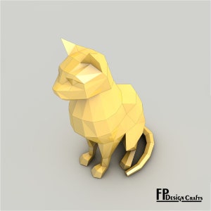 Cat Papercraft 3D DIY Origami Sculpture Low Poly Paper - Etsy