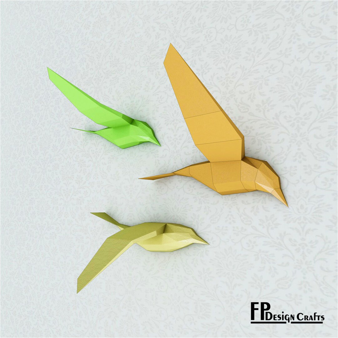 Swallows on Wall Papercraft Low Poly Birds 3D Origami Birds - Etsy