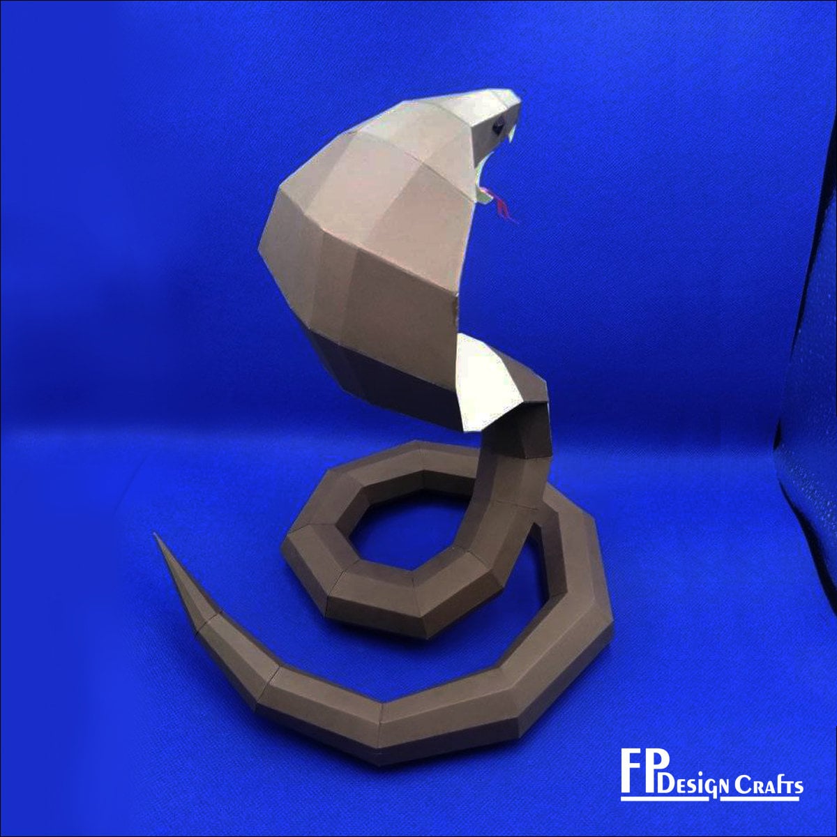King Cobra DIY, Low Poly Snake, 3D Origami King Cobra Decor Snake 3D ...