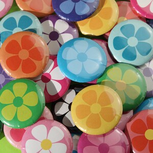 Flower Pinback Buttons - Floral Pin - Cute Flower Button Badges ...