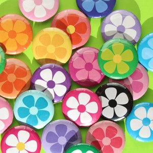 Flower Pinback Buttons - Floral Pin - Cute Flower Button Badges ...