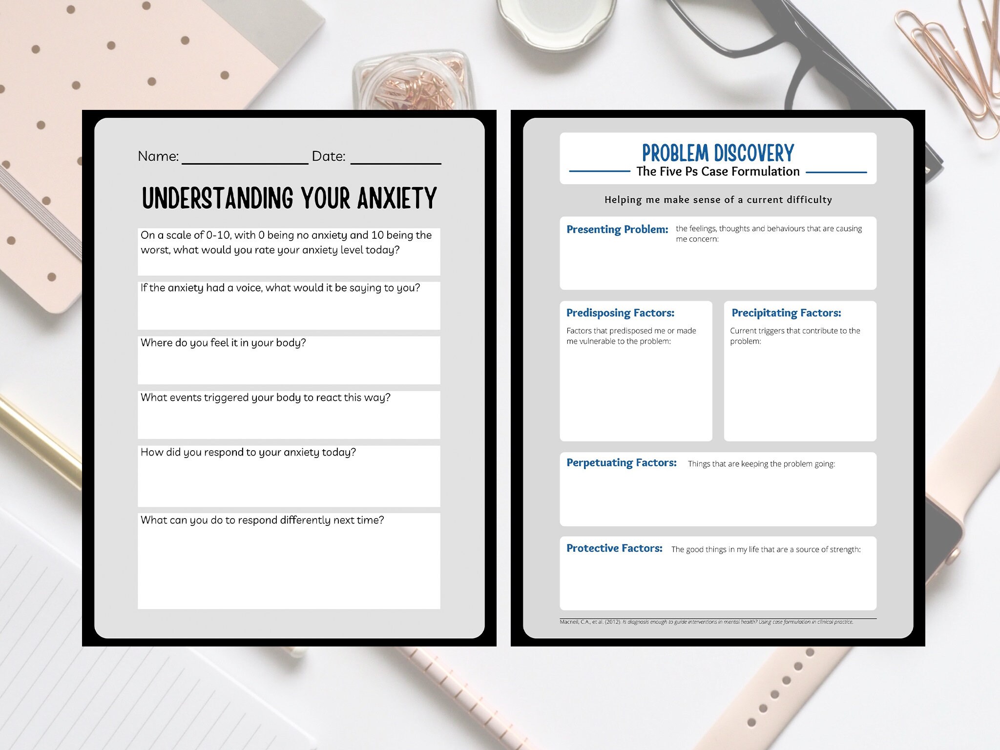 Anxiety Worksheet Anxiety Worksheets Therapy Office - Etsy