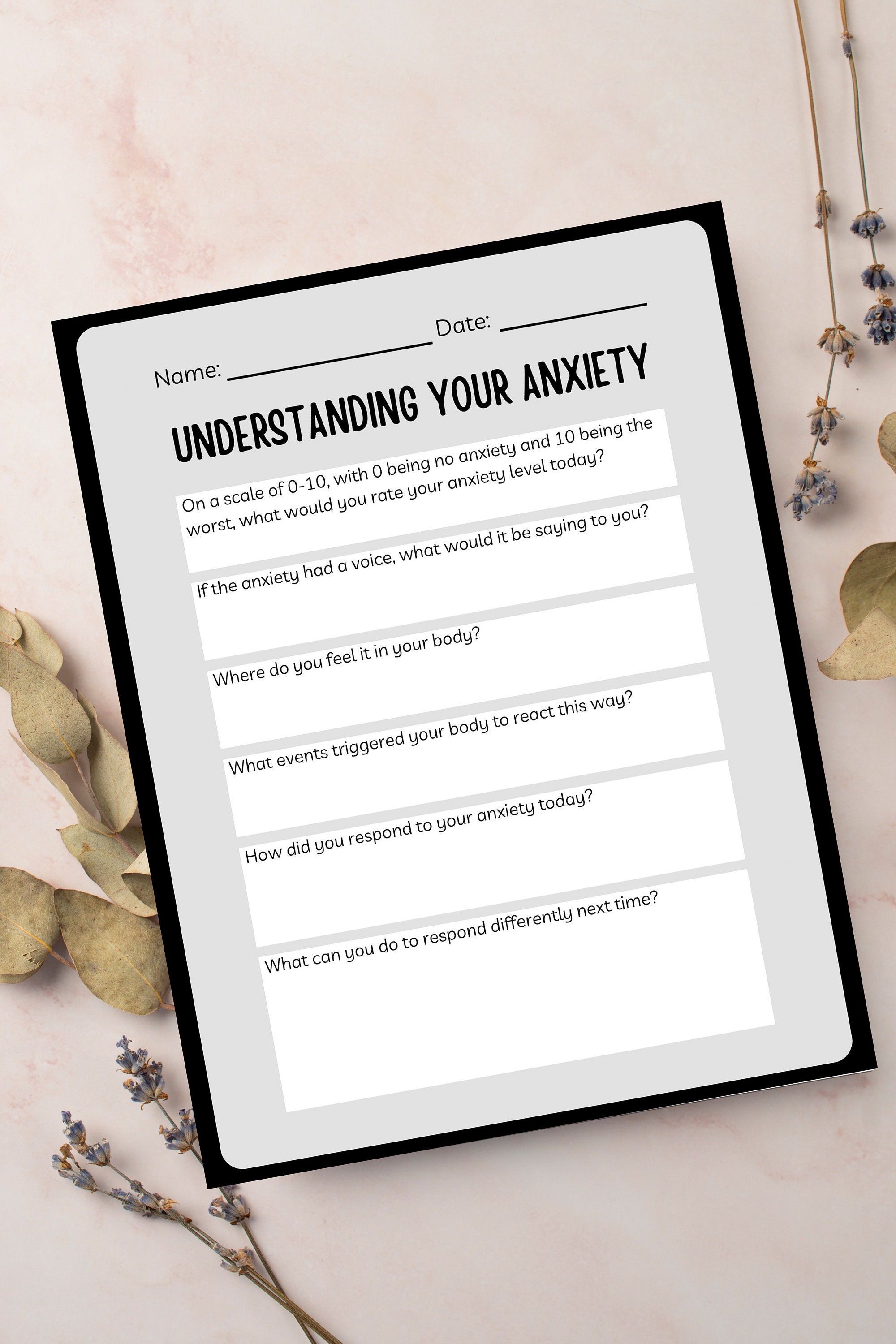 Anxiety Worksheet Anxiety Worksheets Therapy Office - Etsy