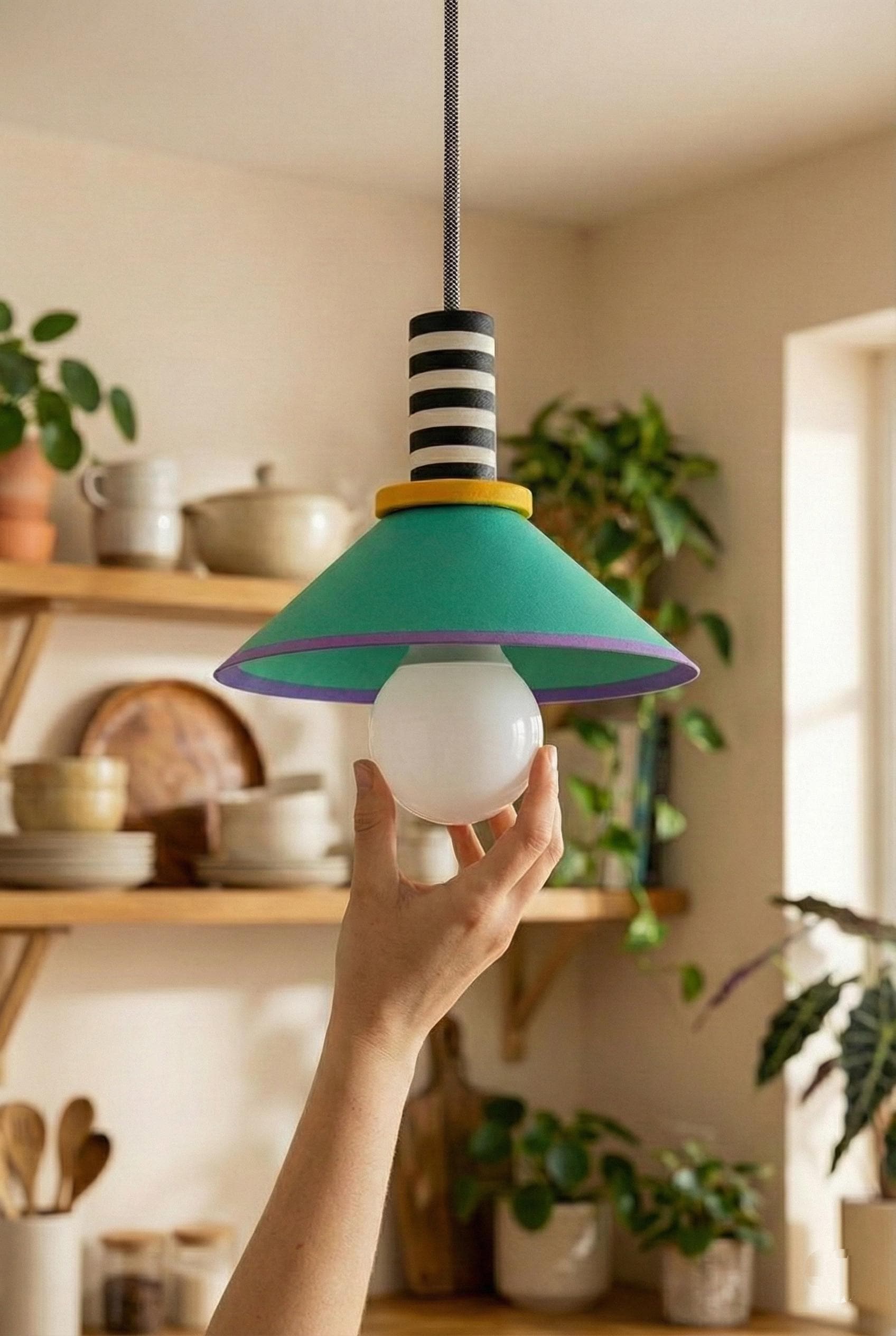 Point Pendant Light | Cone Ceiling Lamp | Memphis Style Hanging Lamp ...