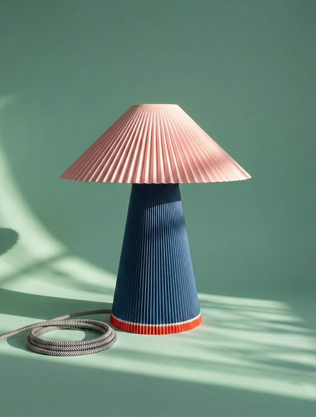 Pleated Cone Table Lamp, Colorful Desk Light, Mushroom Design, Modern ...