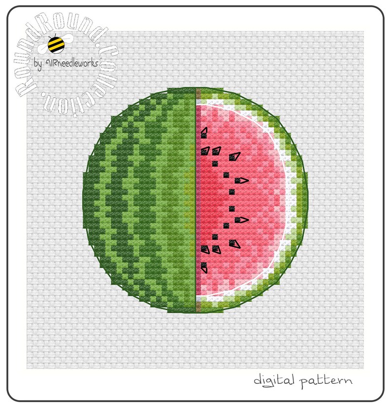 WATERMELON Cross Stitch Pattern, PDF Digital Download, Cute, Food ...