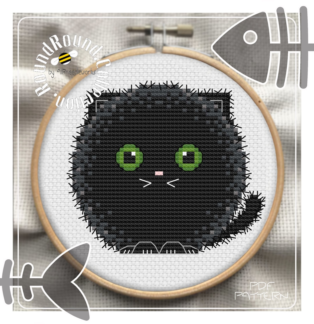 BLACK CAT Cross Stitch Pattern, PDF Digital Download, Cute, Animal ...