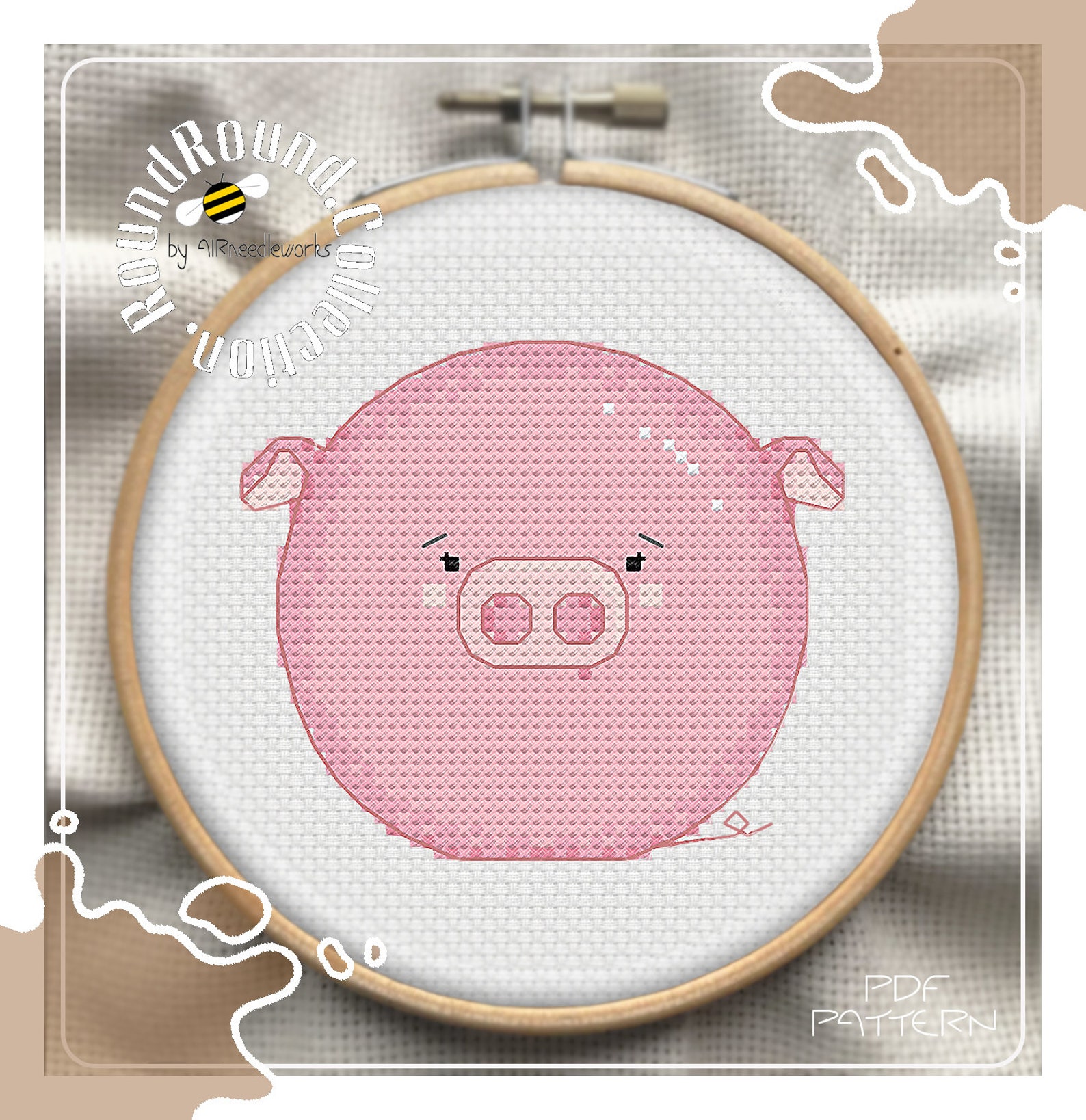 PIG Cross Stitch Pattern, PDF Digital Download, Cute, Animal, Farm ...