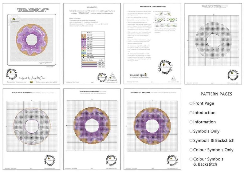 DOUGHNUT Cross Stitch Pattern, PDF Digital Download, Cute, Food, Sweet ...