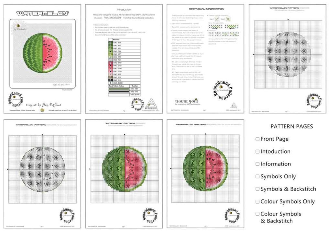 WATERMELON Cross Stitch Pattern, PDF Digital Download, Cute, Food ...