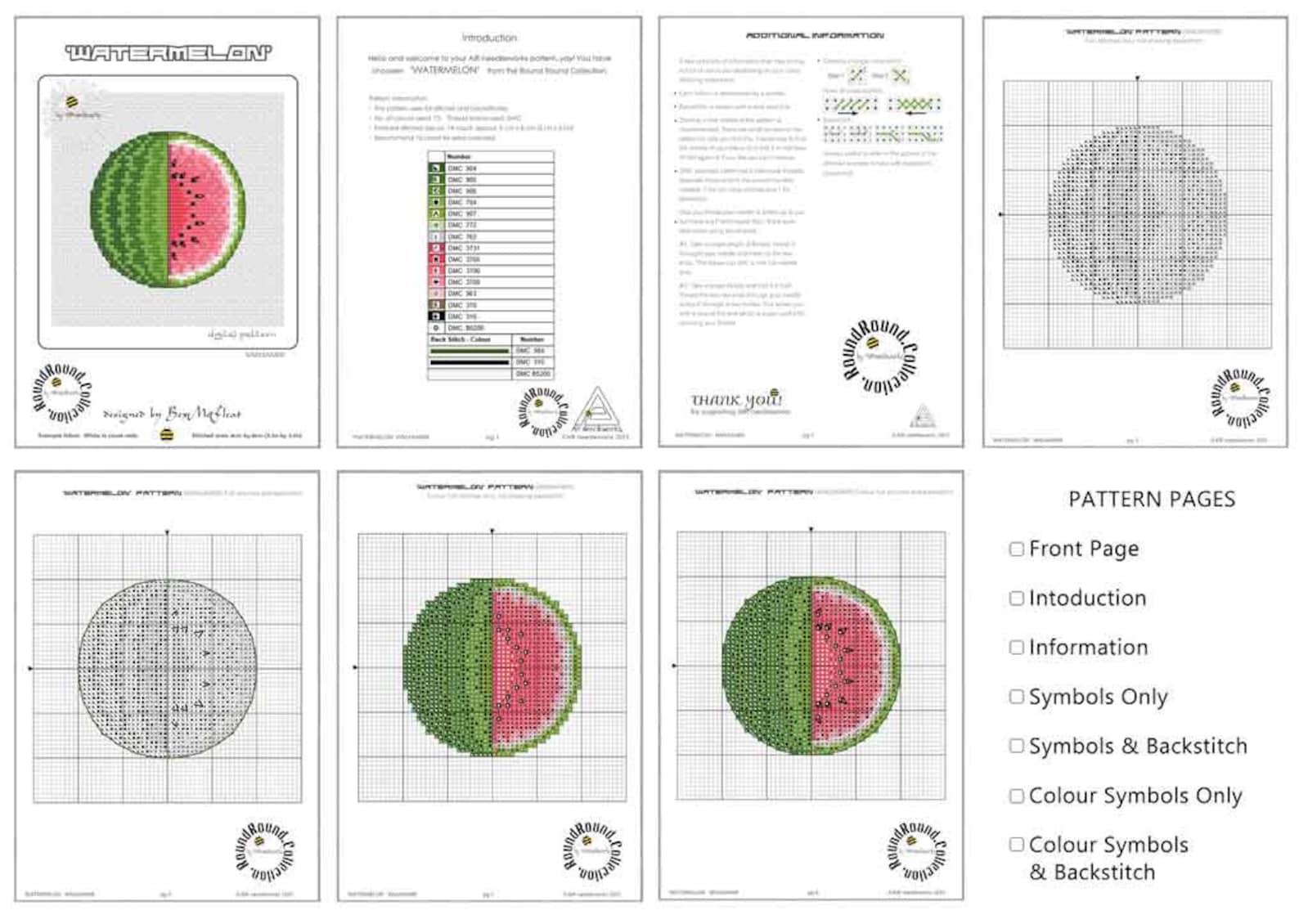 WATERMELON Cross Stitch Pattern, PDF Digital Download, Cute, Food ...