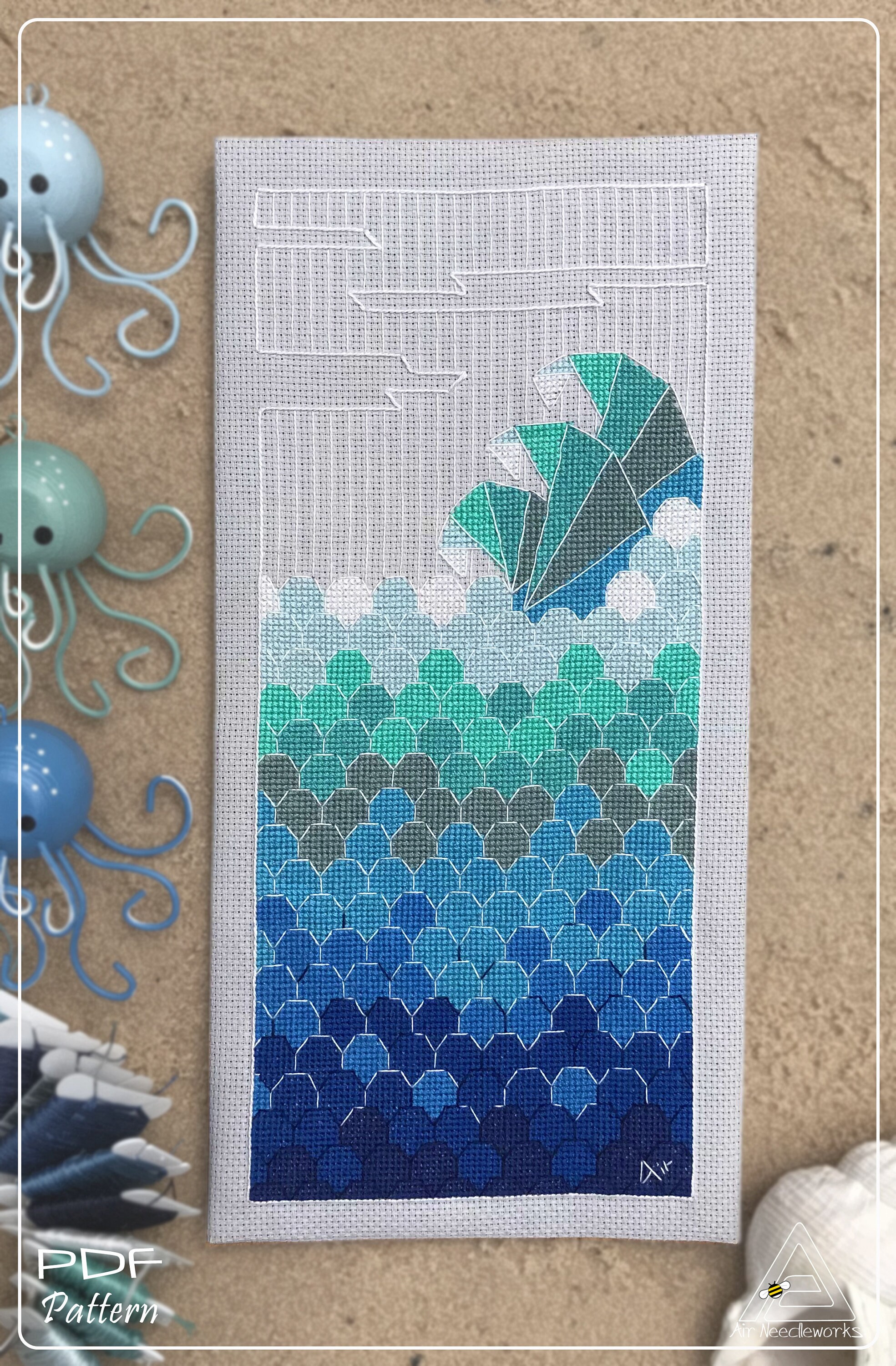 OCEAN WAVE Cross Stitch Pattern, PDF Digital Download, Sea, Waves ...