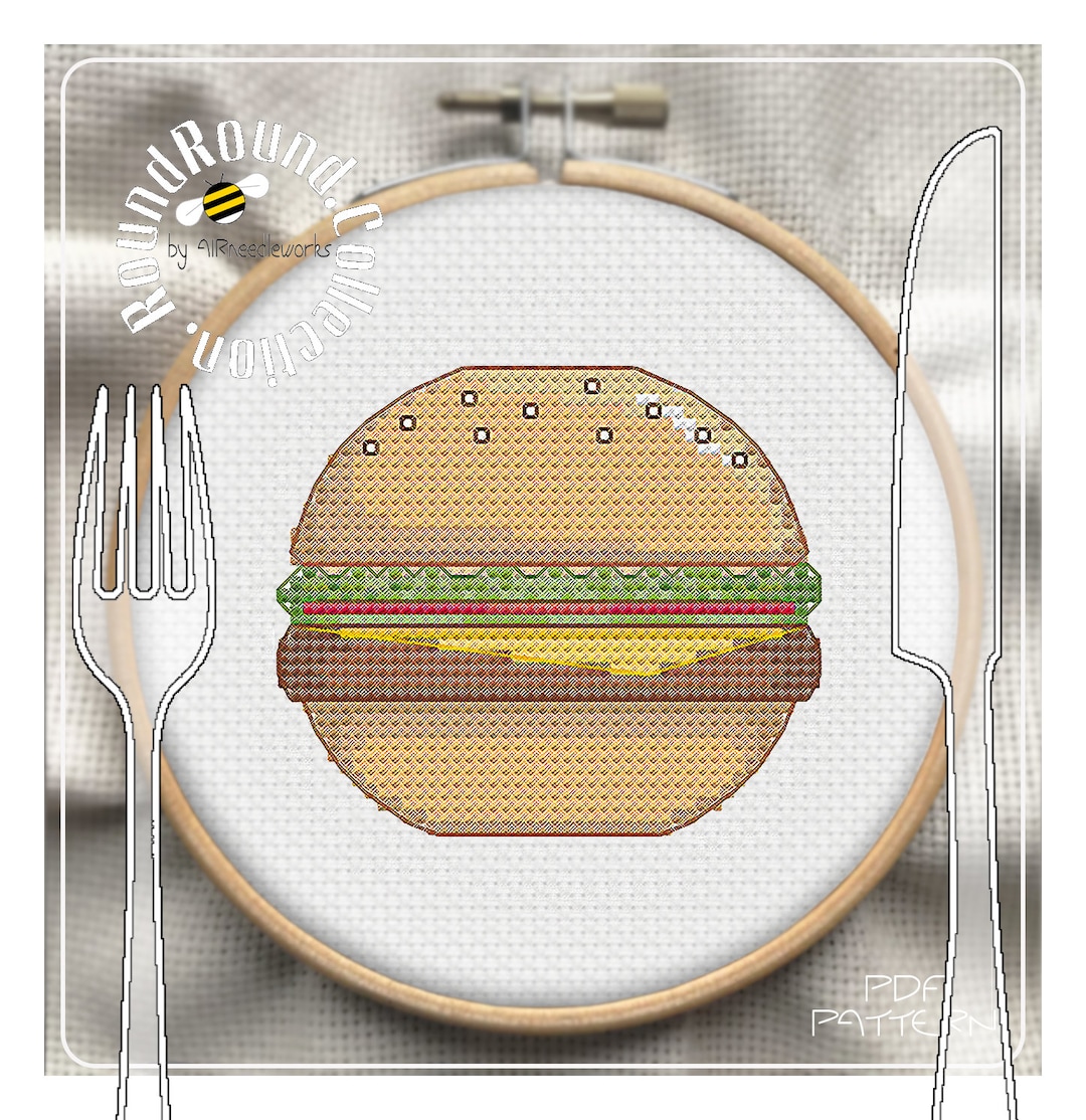 CHEESEBURGER Cross Stitch Pattern, PDF Digital Download, Cute, Food ...