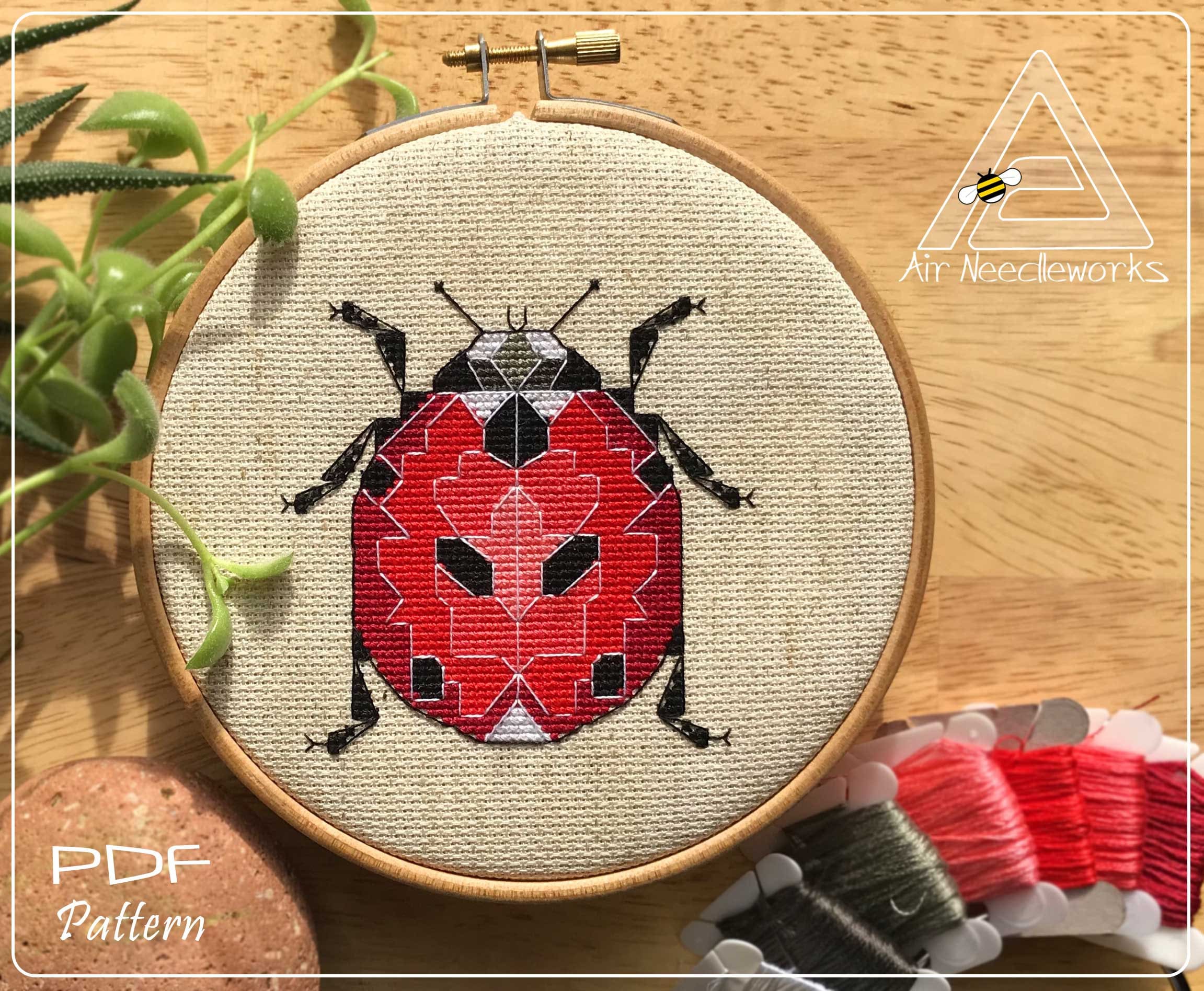 LADYBUG Cross Stitch Pattern, PDF Digital Download, Cute Animals ...