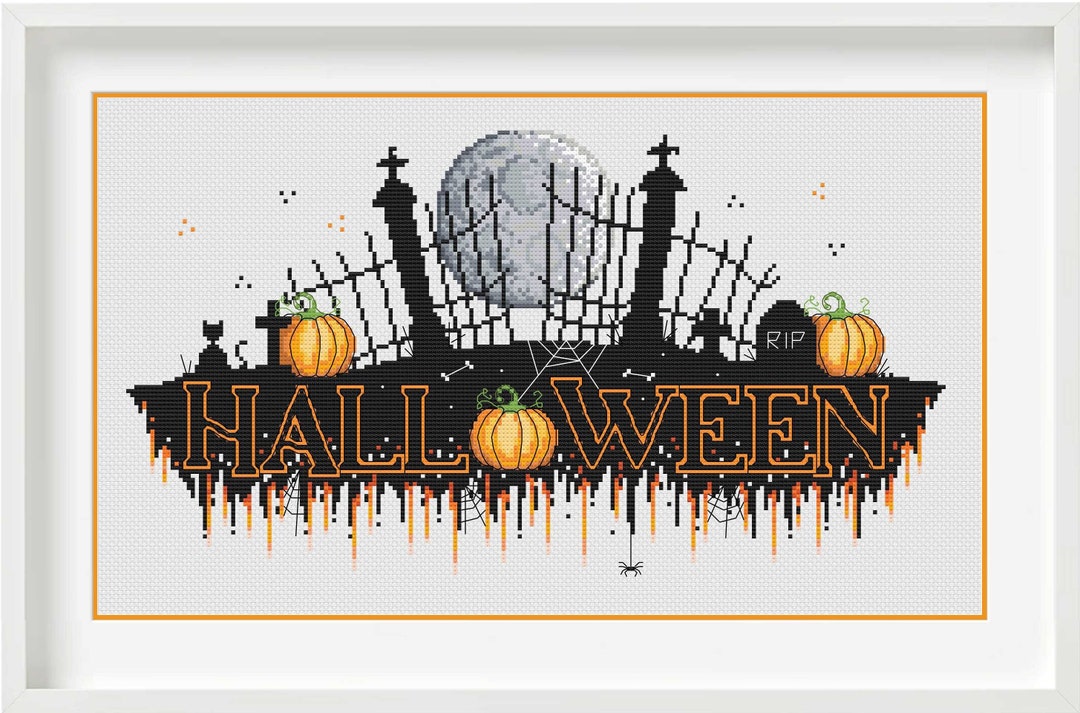 HALLOWEEN Cross Stitch Pattern, PDF Digital Download, Autumn, October ...