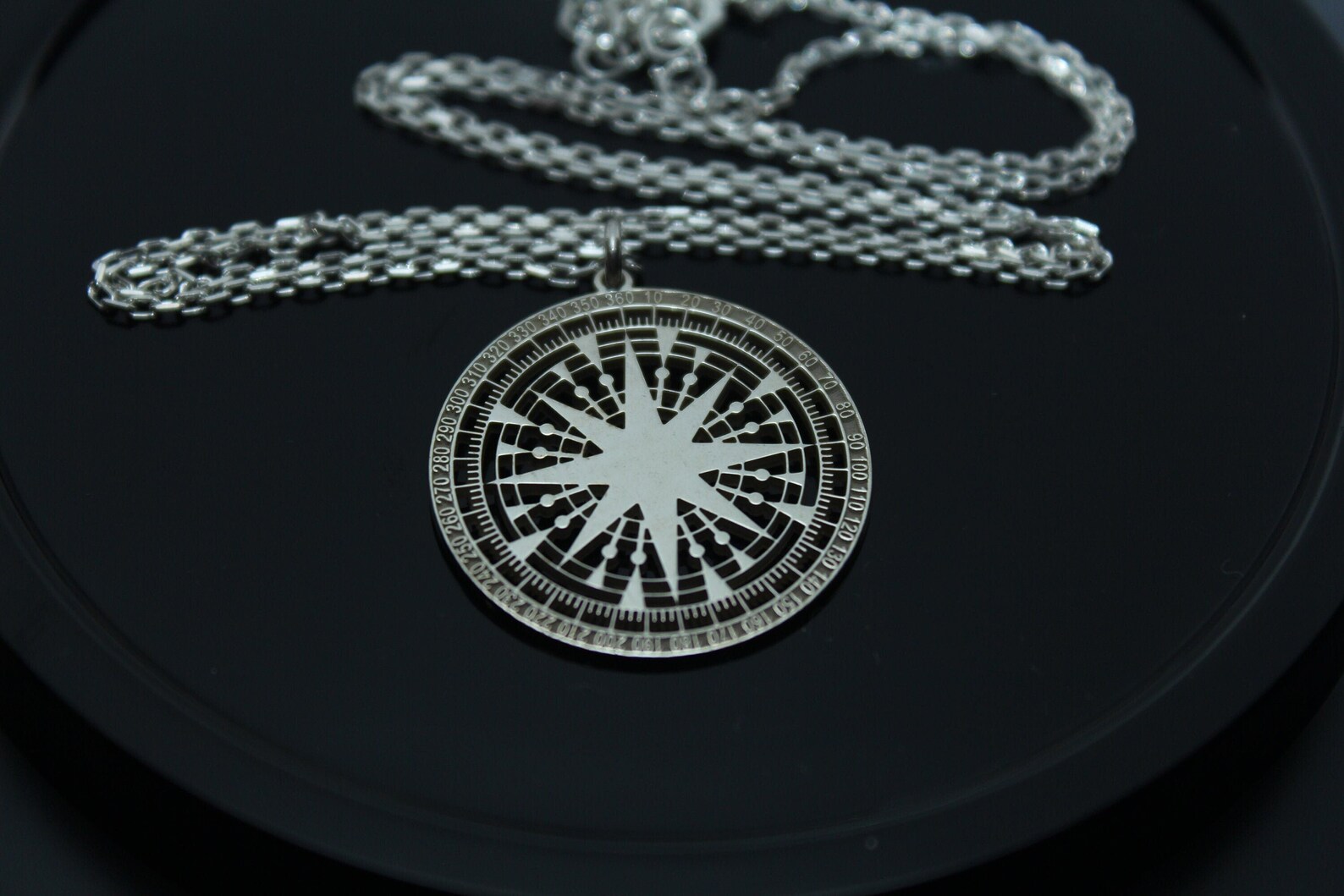 Rose Plated on Silver Silver Compass Necklace Compass - Etsy