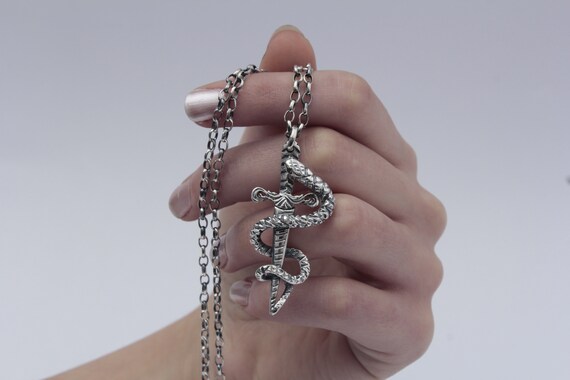 Handmade-silver-snake-necklace-snake Necklace-authentic | Etsy