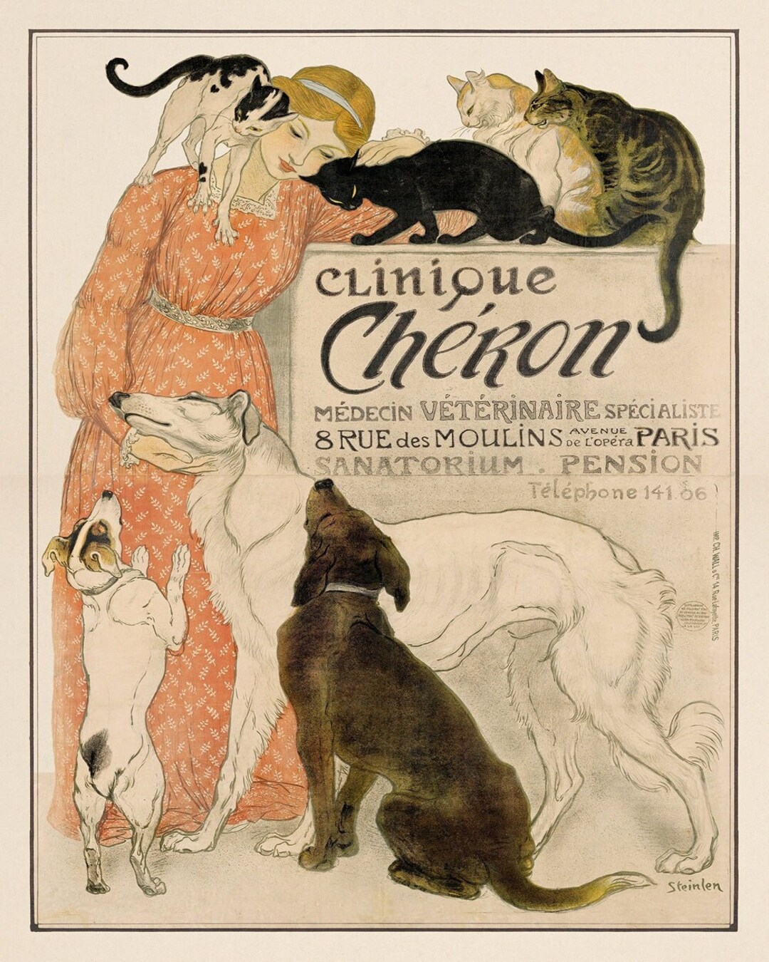 Antique Pet Poster. Vintage Dog Print. Beautiful Vintage Print of Dogs ...