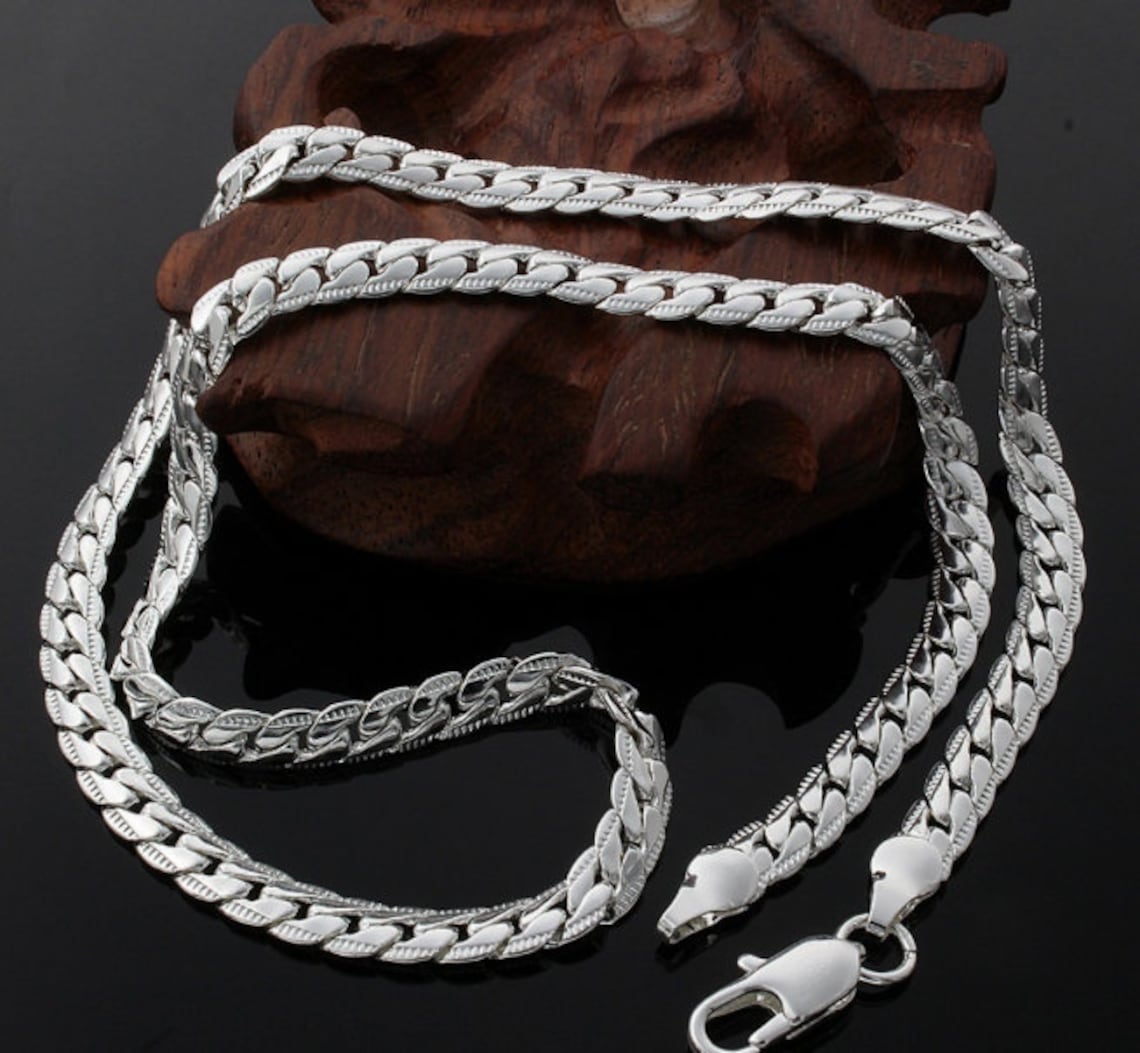 925 Sterling Silver Plated Men's Snake Chain | Etsy