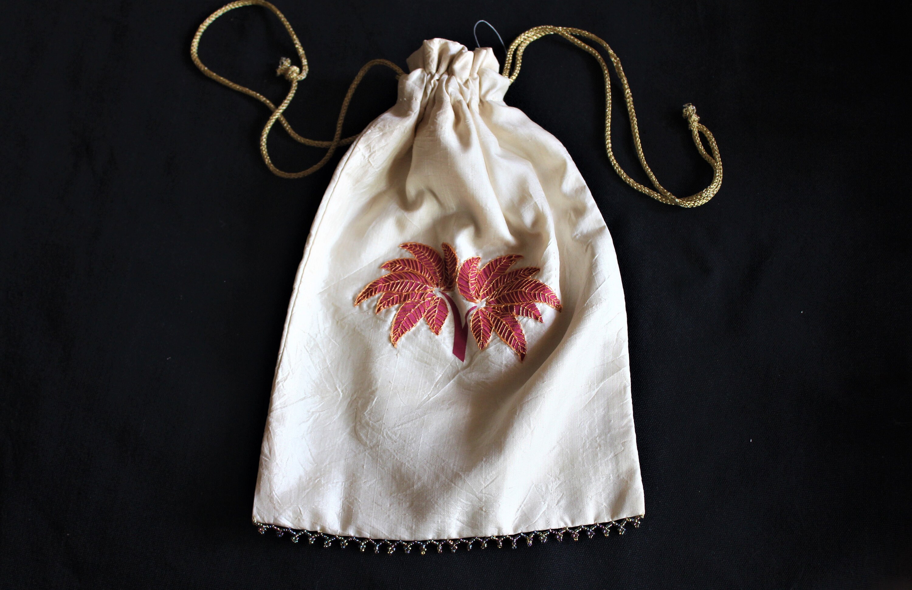 Hand embroided and designed white Thaili/ bag | Etsy