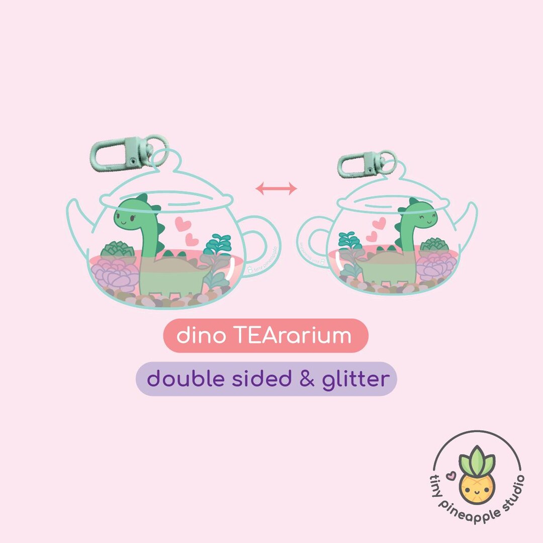 Dino "tea-rarium" Deluxe ACRYLIC KEYCHAIN —tiny Pineapple Studio ...