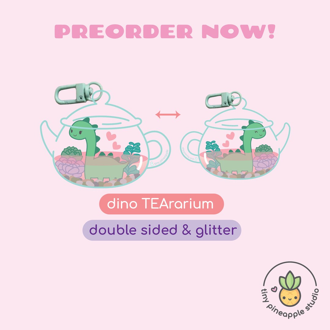 Dino "tea-rarium" Deluxe ACRYLIC KEYCHAIN —tiny Pineapple Studio ...