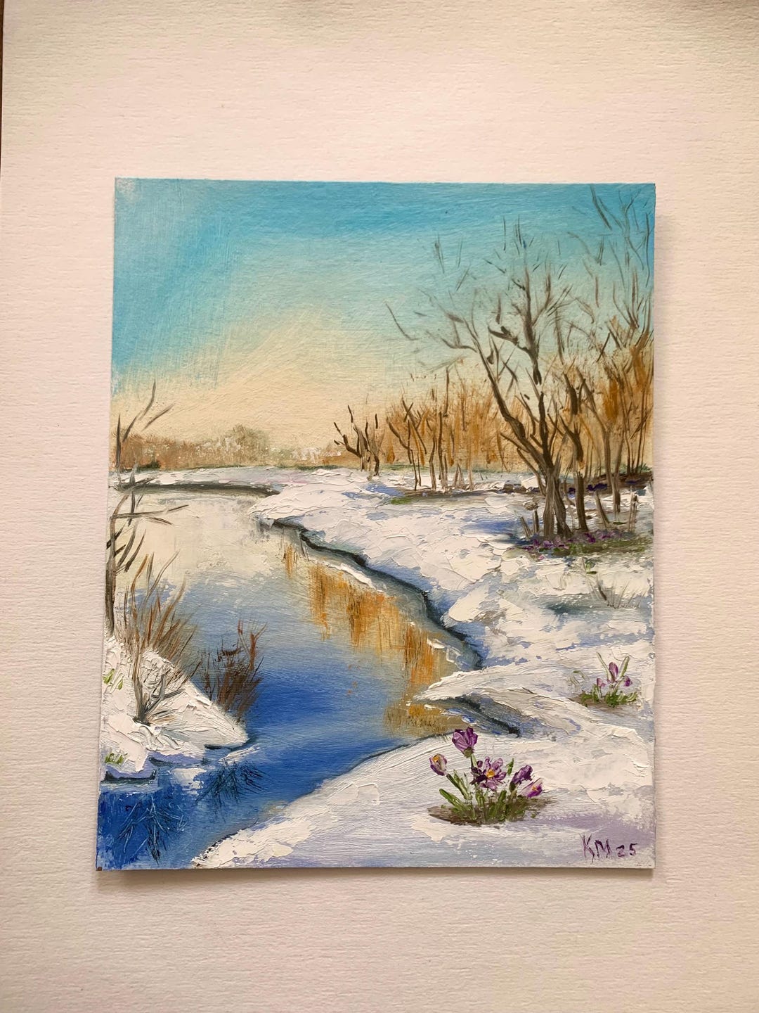 Spring Landscape Oil Painting Thaw in the Forest by the River 8*10 ...