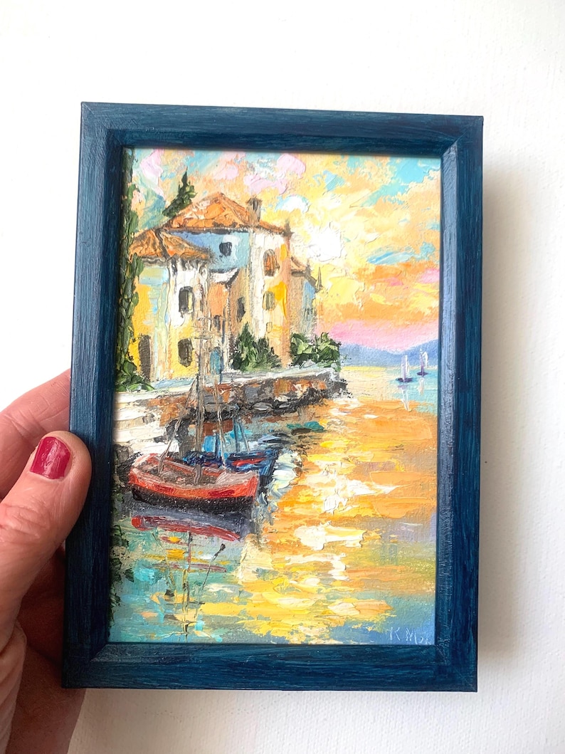 Original Oil Painting, Mediterranean Coastal Landscape, Small Seascape ...