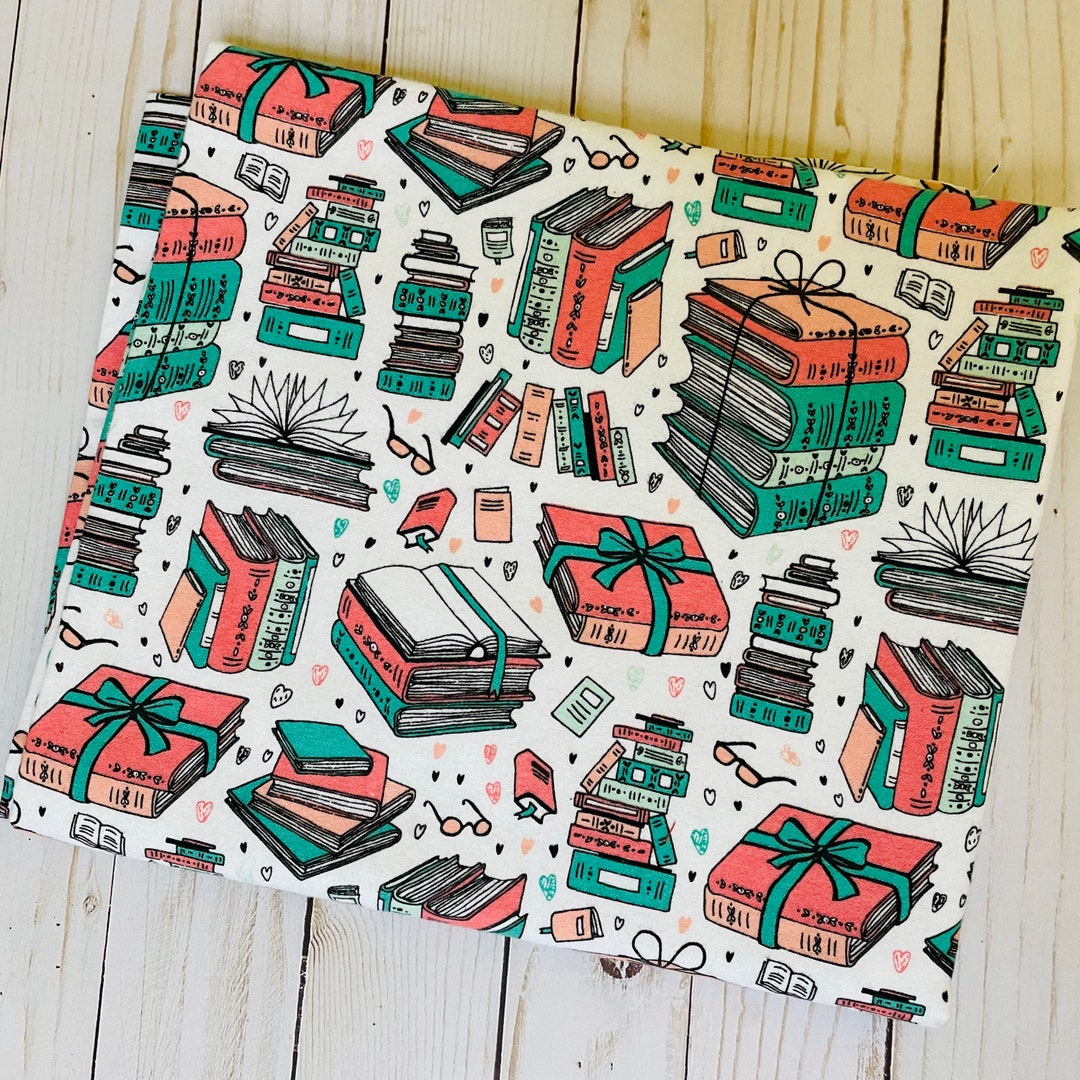 Pink Teal Books Book Sleeve Customizable Size and Optional Pocket - Etsy