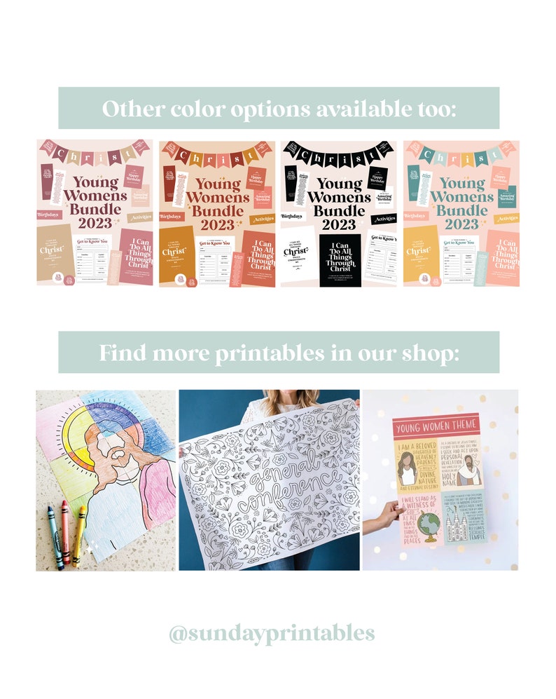 Young Womens Printable Bundle 2023 Happy Colors - Etsy