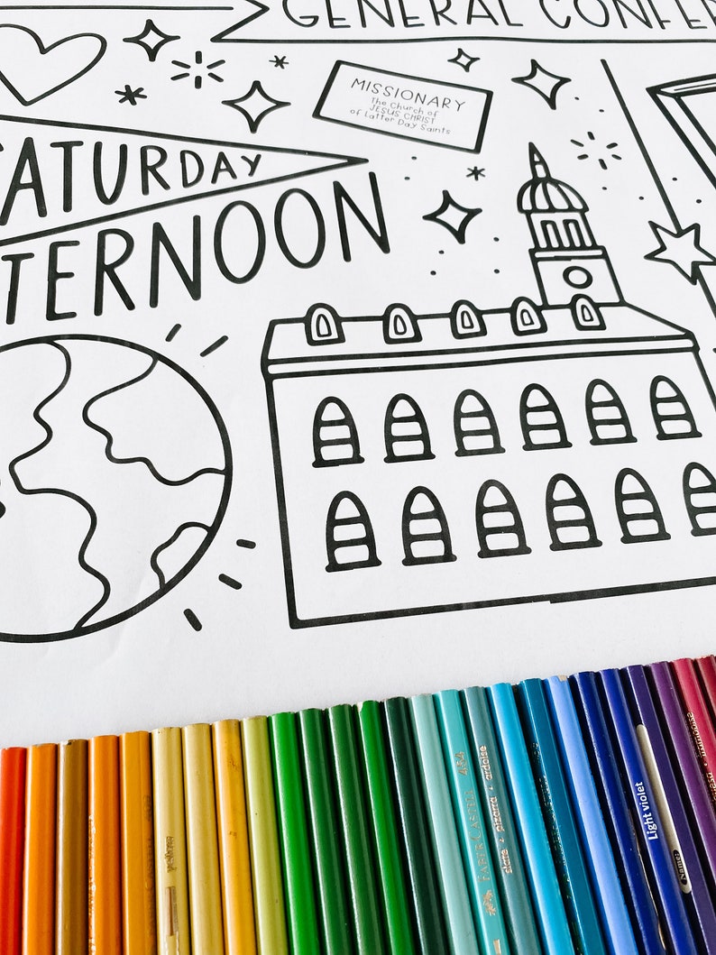 Giant General Conference Coloring Poster - Kids Giant Coloring Pages - Etsy