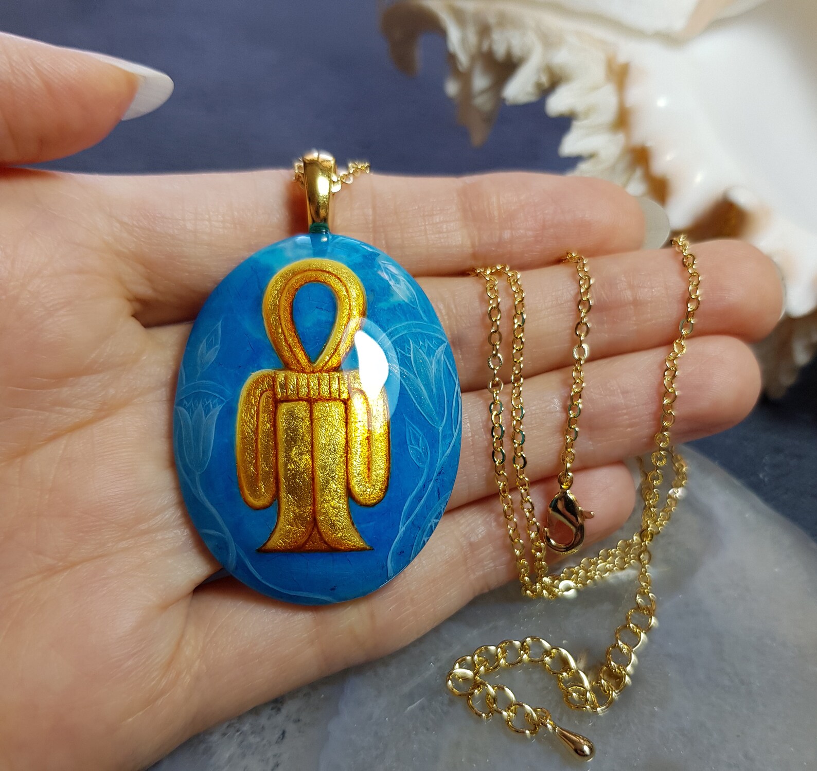 Pendant Golden Isis knot Amulet Talisman Jewelry hand | Etsy