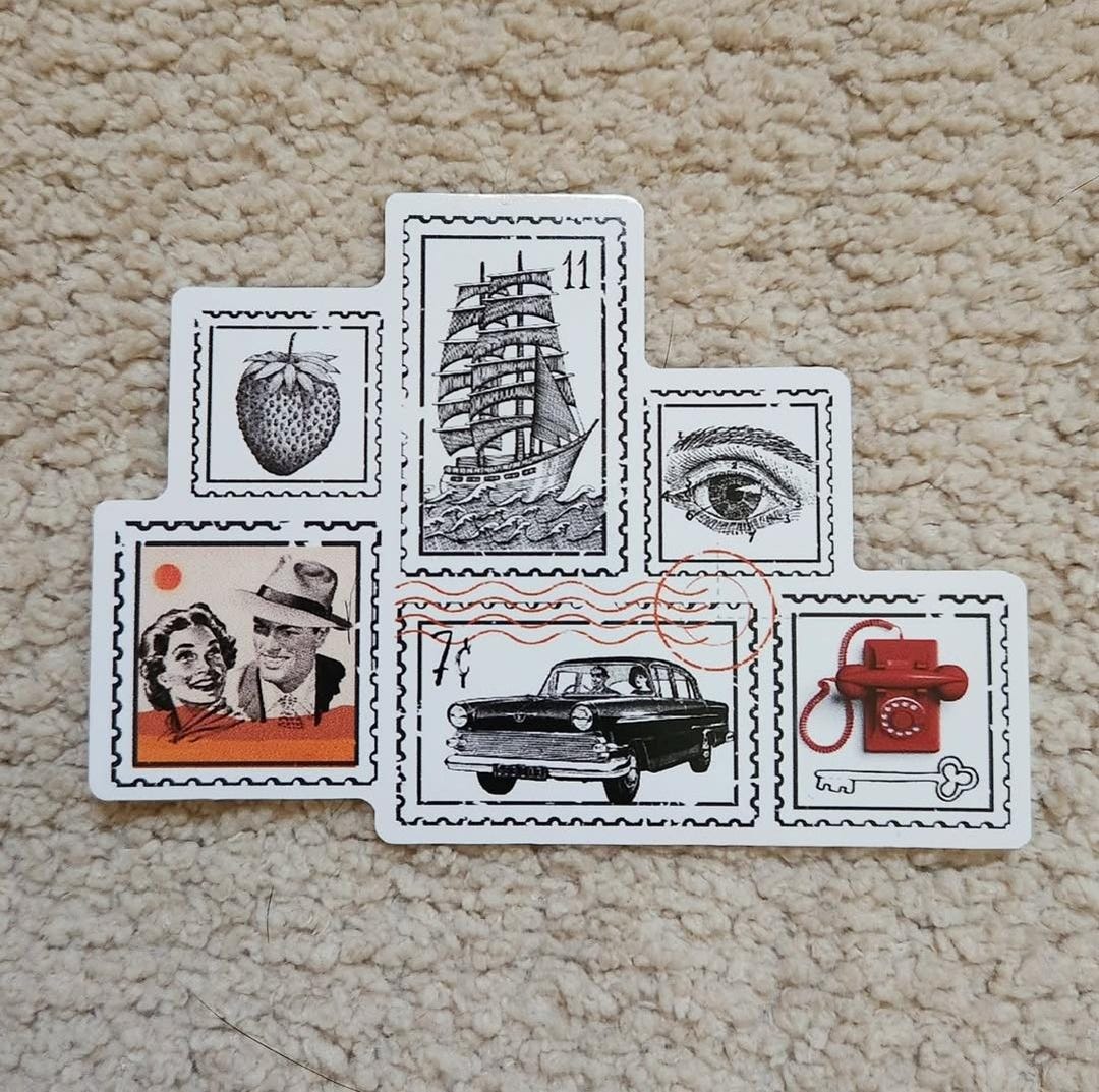 Vinyl Waterproof Sticker Vintage Stamps Stamp Style Abstract Laptop ...