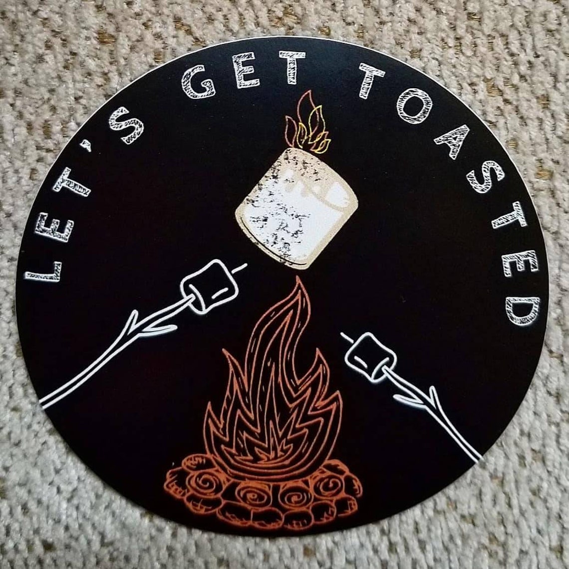 Vinyl Sticker Let's Get Toasted Nostalgia Marshmallow Waterproof Laptop ...