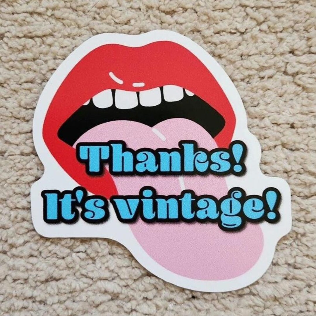 Vinyl Waterproof Sticker Thanks It's Vintage Lips Laptop Water Bottle ...