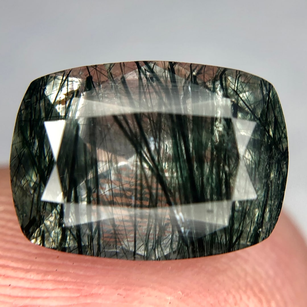 Rare Actinolite Needles in Green Apatite Top Cut Gemstone From Pakistan ...