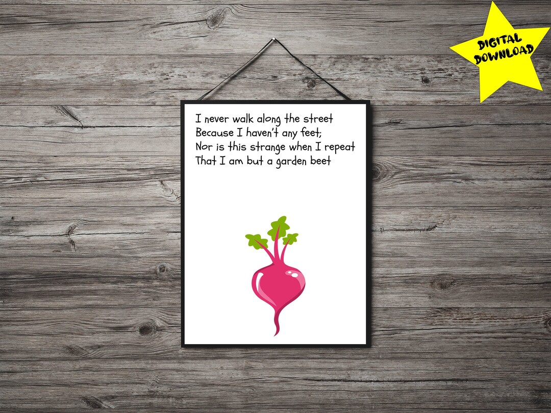 Garden Beet Poem | Printable Wall Art | Poetry Print - Etsy