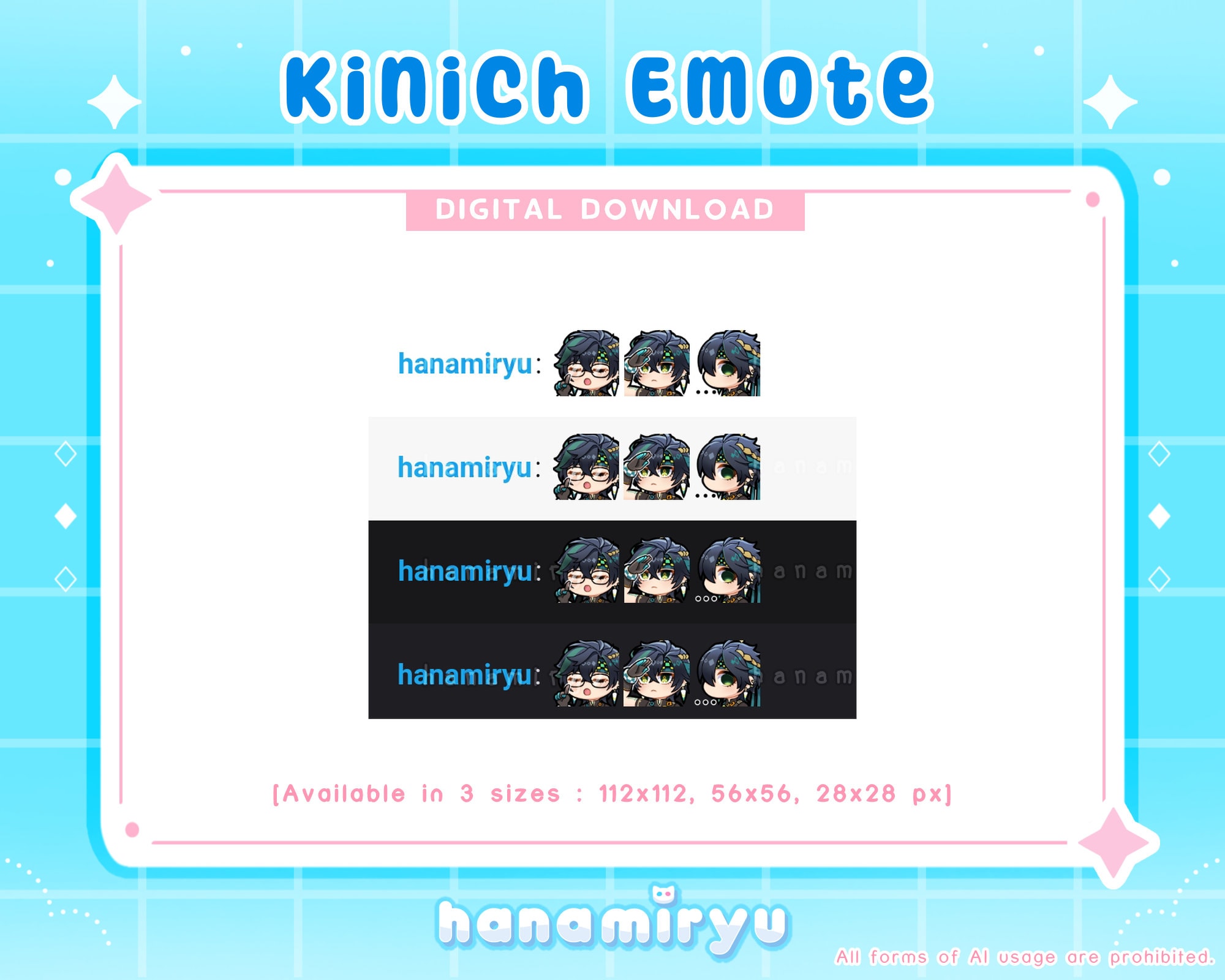 Kinich Emotes Pack, Cute Chibi Genshin Impact Nerd / Roger / Side Eye ...