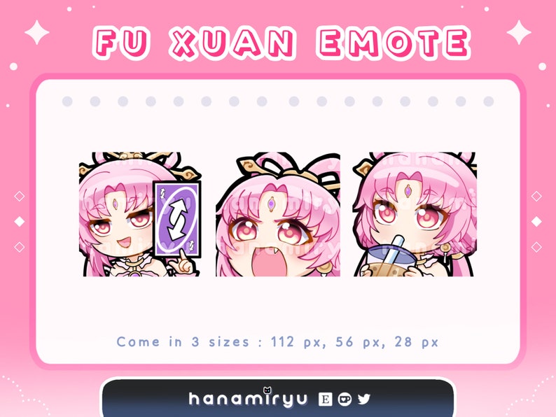 Fu Xuan Emotes Set, Cute Chibi Honkai Star Rail UNO Reverse / Angry ...