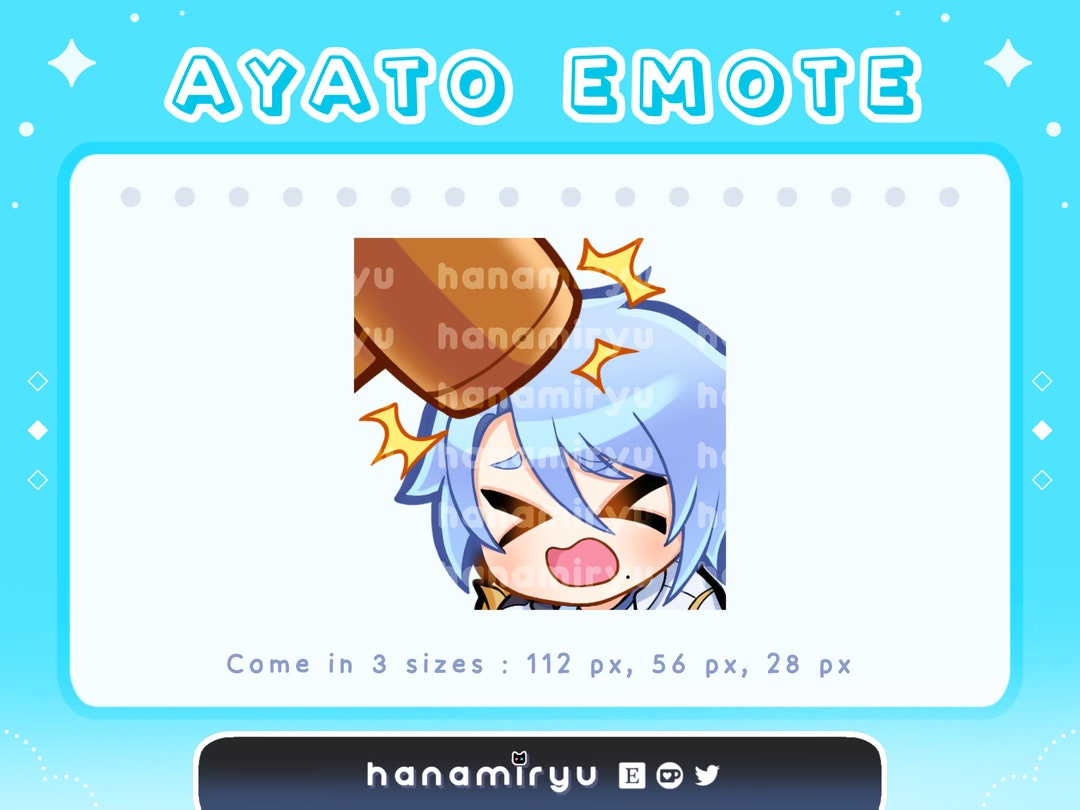Cute Ayato Emote Bonk, Chibi Genshin Impact Kamisato Ayato Hammer Emoji ...
