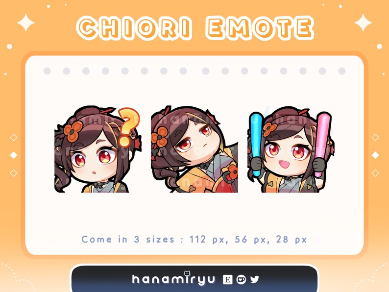 Chiori Emotes Pack, Cute Chibi Genshin Impact Chiori Emoji, Huh / Lazy ...