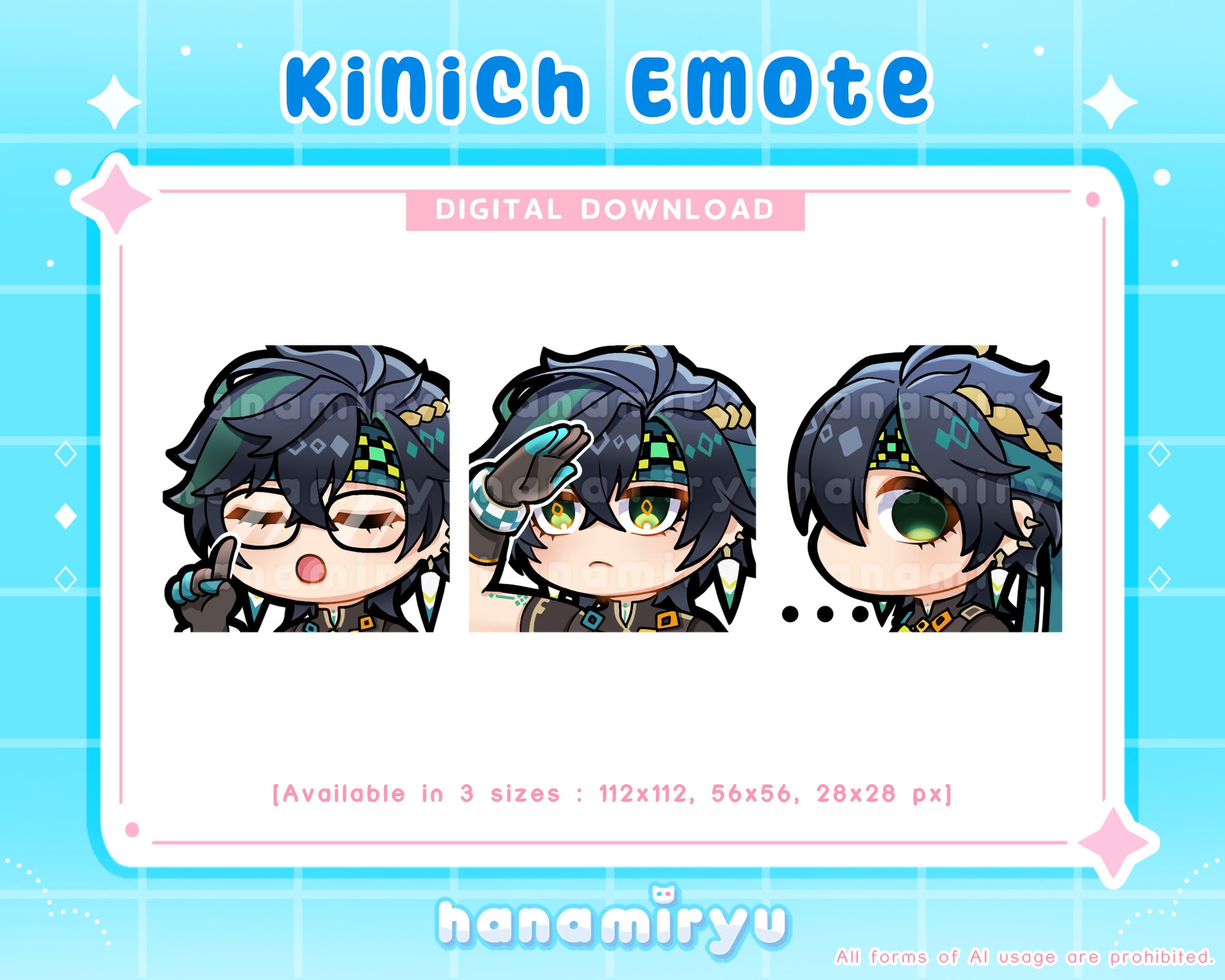 Kinich Emotes Pack, Cute Chibi Genshin Impact Nerd / Roger / Side Eye ...