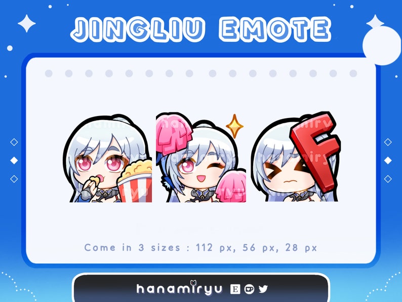 Jingliu Emote Set 2, Cute Chibi Honkai Star Rail Keiryuu Popcorn ...