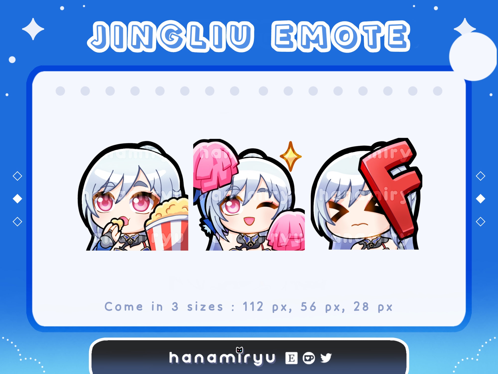 Jingliu Emote Set 2, Cute Chibi Honkai Star Rail Keiryuu Popcorn ...