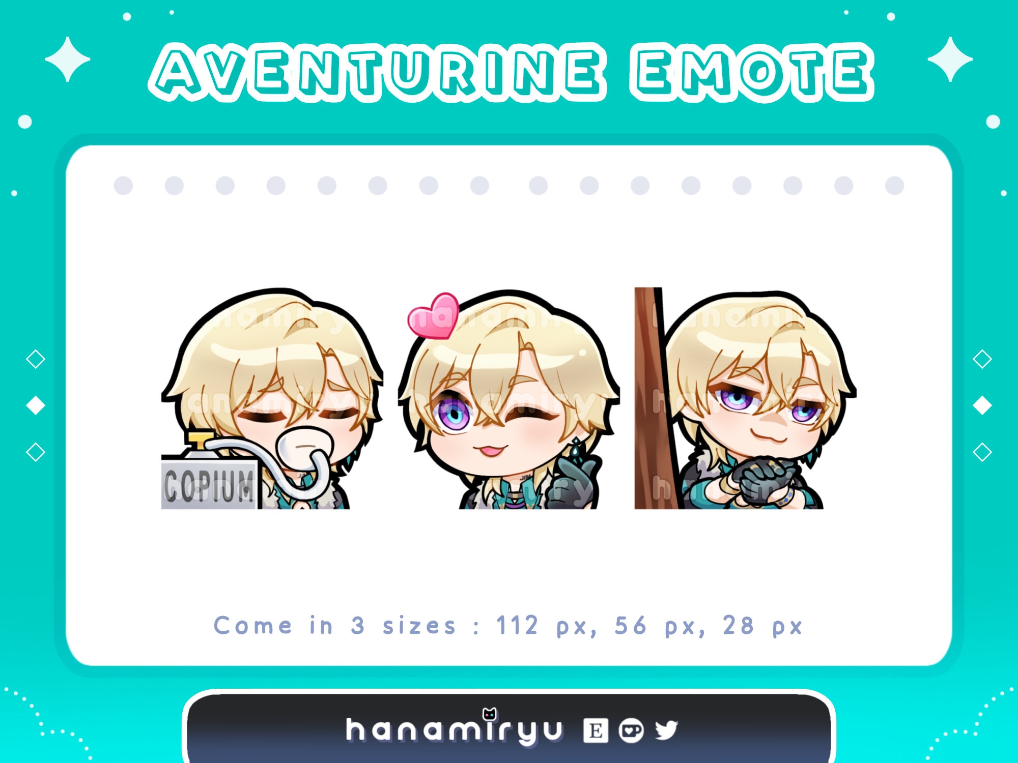 Aventurine Emote Set, Cute Chibi Honkai Star Rail Copium / Finger Heart ...