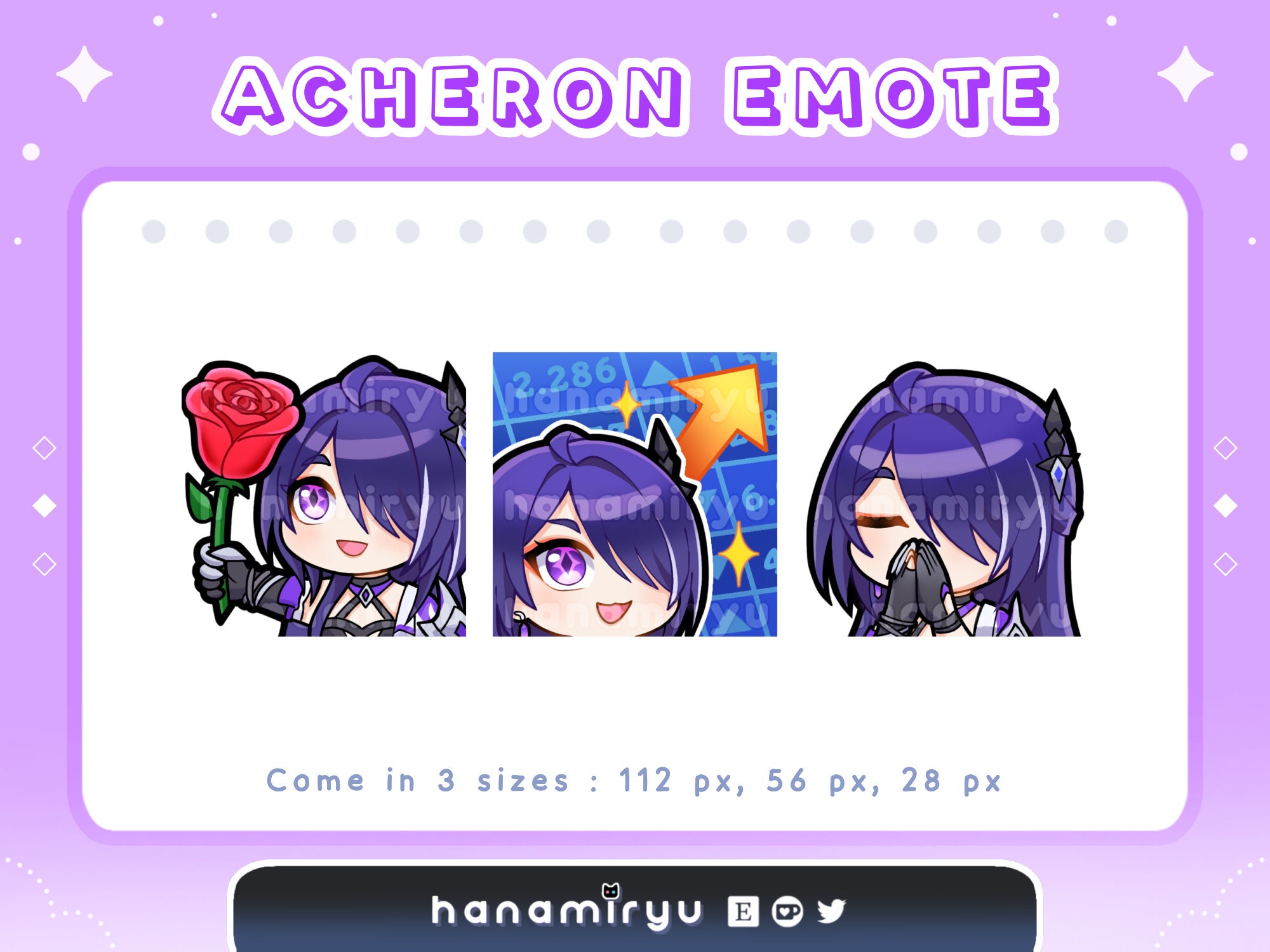 Acheron Emotes Set, Cute Chibi Honkai Star Rail Yomi Flower / Stonk ...