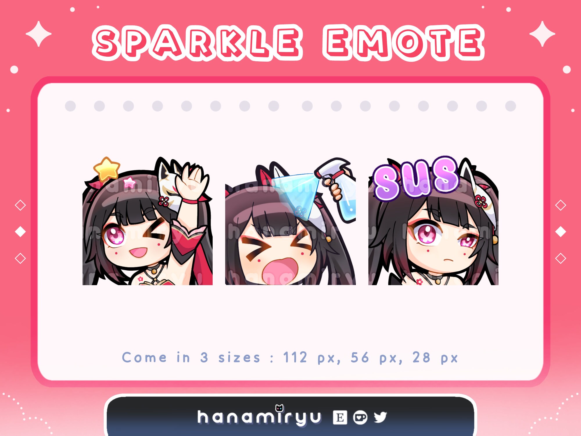 Sparkle Emotes Set, Cute Chibi Honkai Star Rail Hanabi Wave / Spray ...
