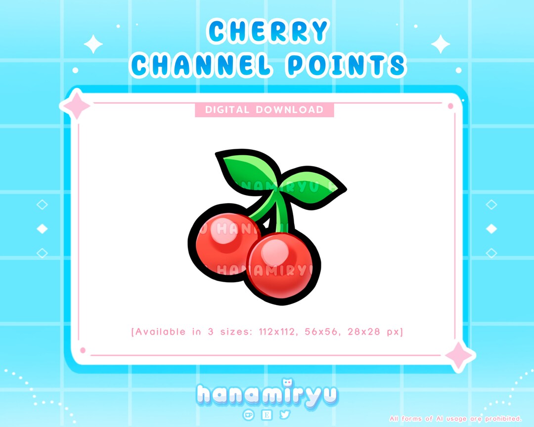 Cherry Channel Points Icon, Cozy Fruit Emote, Farm Channel Point Reward Graphic / Streaming ...
