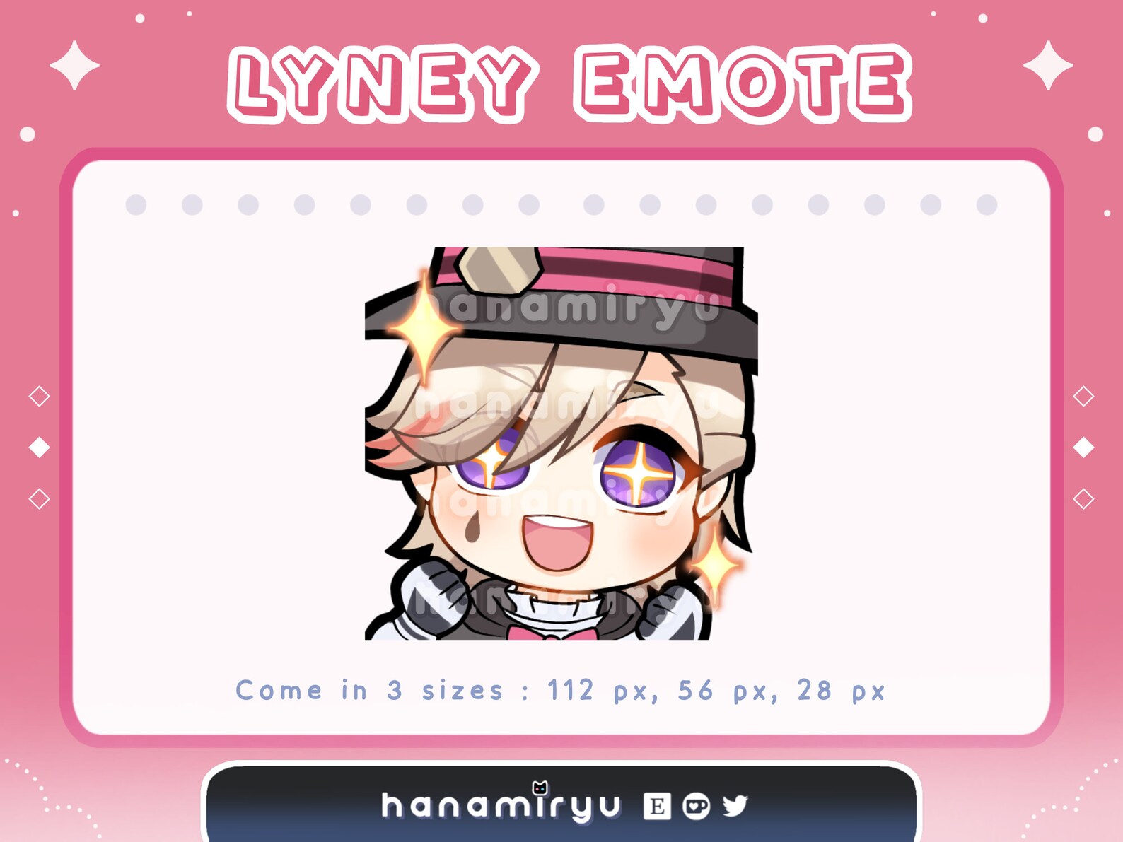 Lyney Emotes Set, Cute Chibi Genshin Impact Emoji, Lurk / Peek / Heart ...
