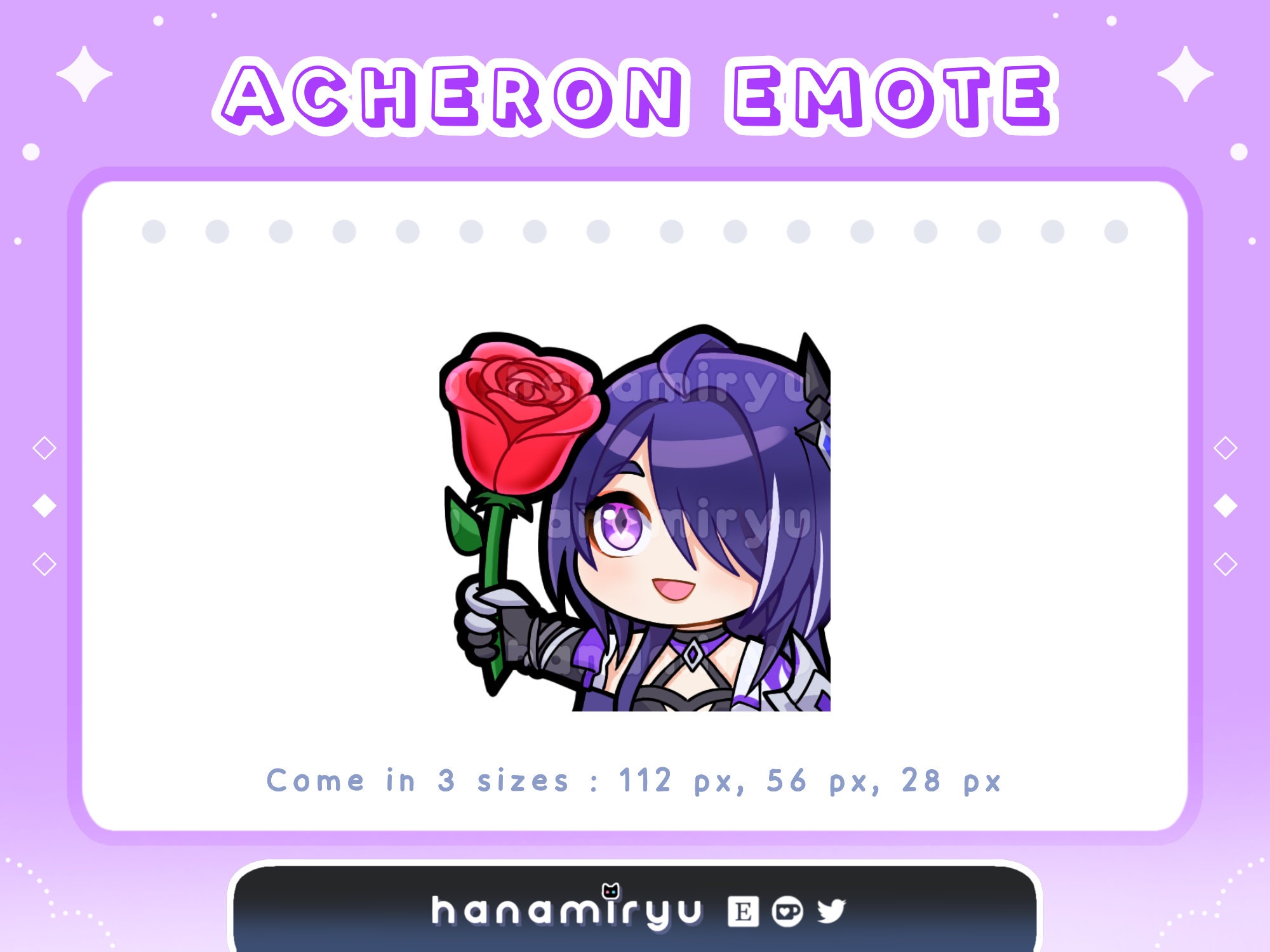 Acheron Emotes Set, Cute Chibi Honkai Star Rail Yomi Flower / Stonk ...